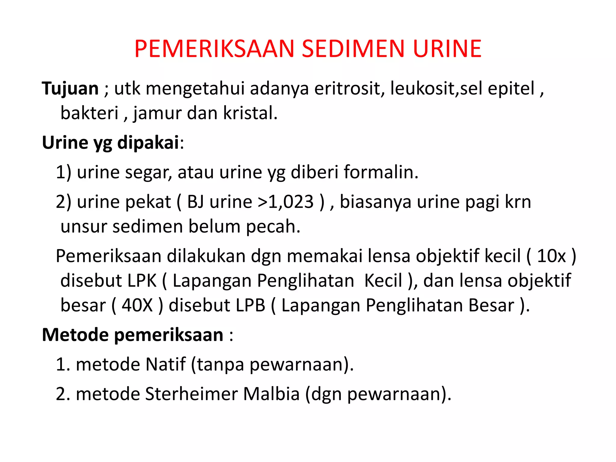 PEMERIKSAAN URINE (Urinalisis) | PPTX
