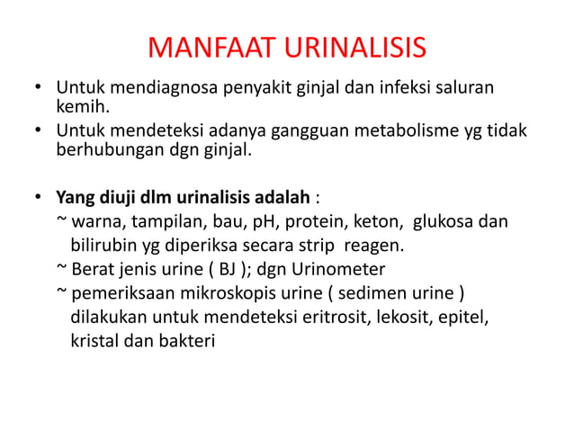 PEMERIKSAAN URINE (Urinalisis) | PPTX