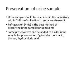 Slide on Urine analysis and urine microscopy | PPTX