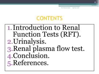 URINALYSIS AND RPFT | PPT