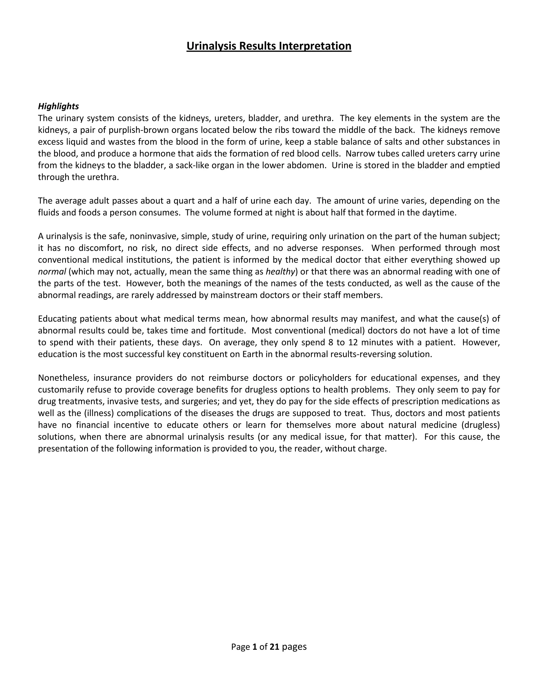 Urinalysis results interpretation | PDF