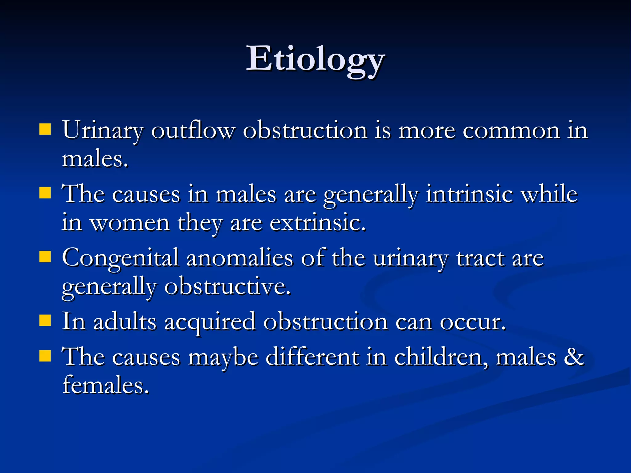 Urinary Outflow Obstruction | PPT