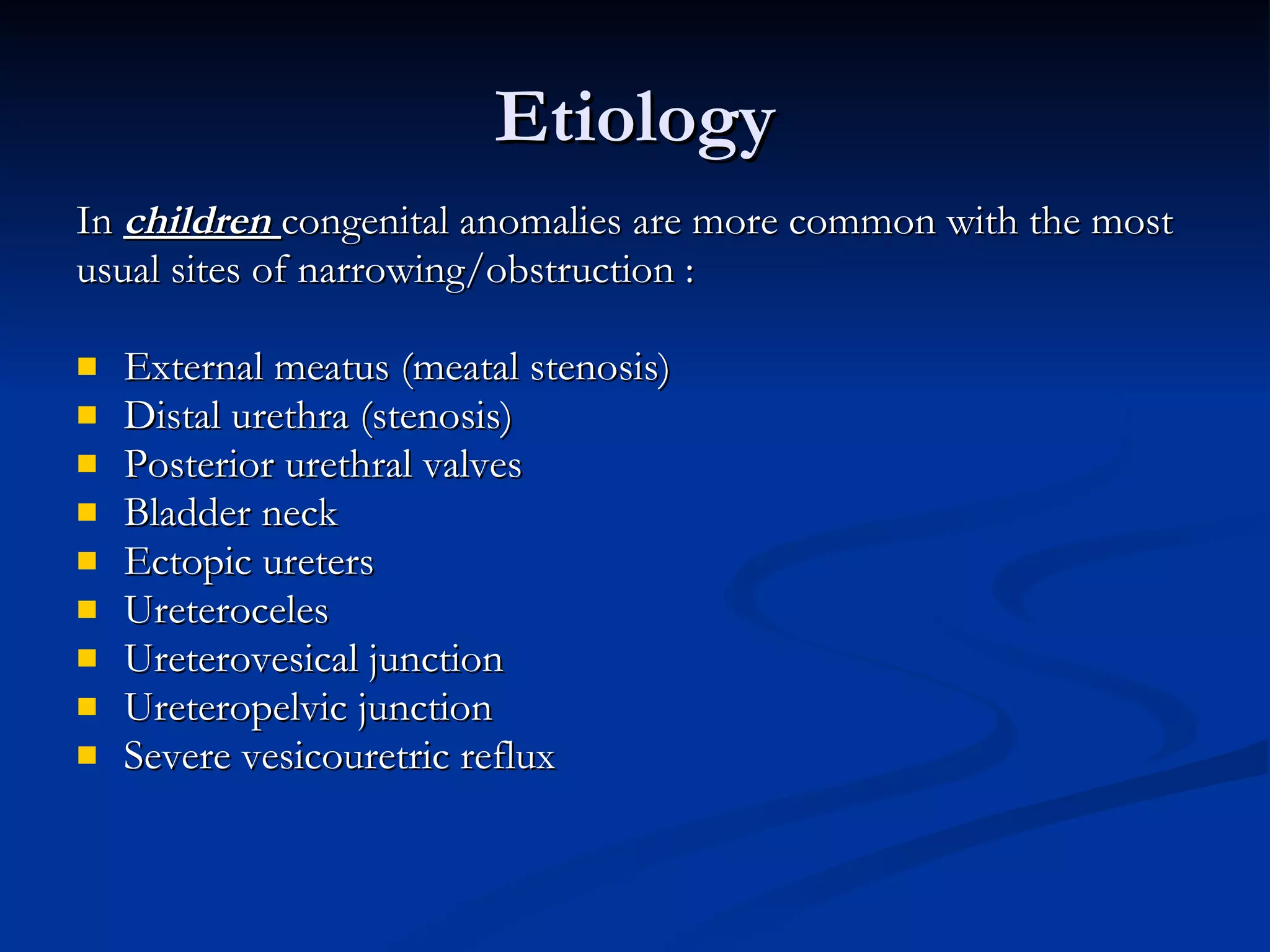 Urinary Outflow Obstruction | PPT