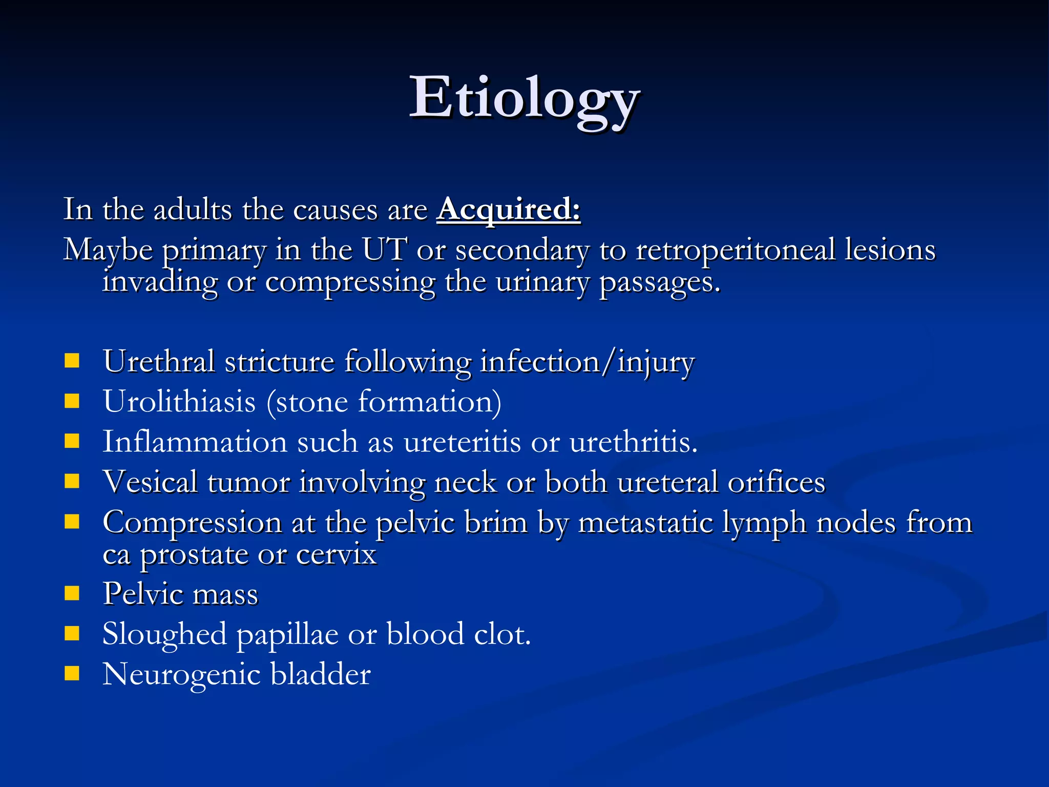 Urinary Outflow Obstruction | PPT