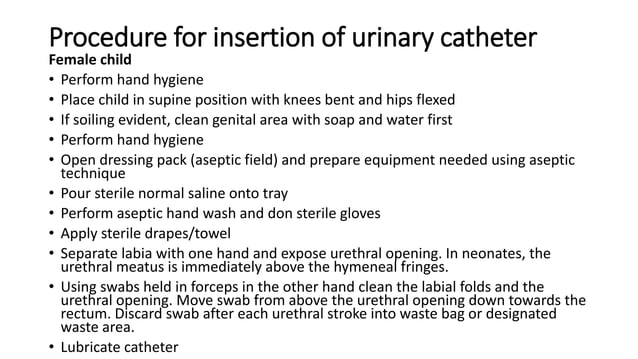URINARY CATHETRIZATION AND CARE IN CHILD.pptx | First Aid | Injuries
