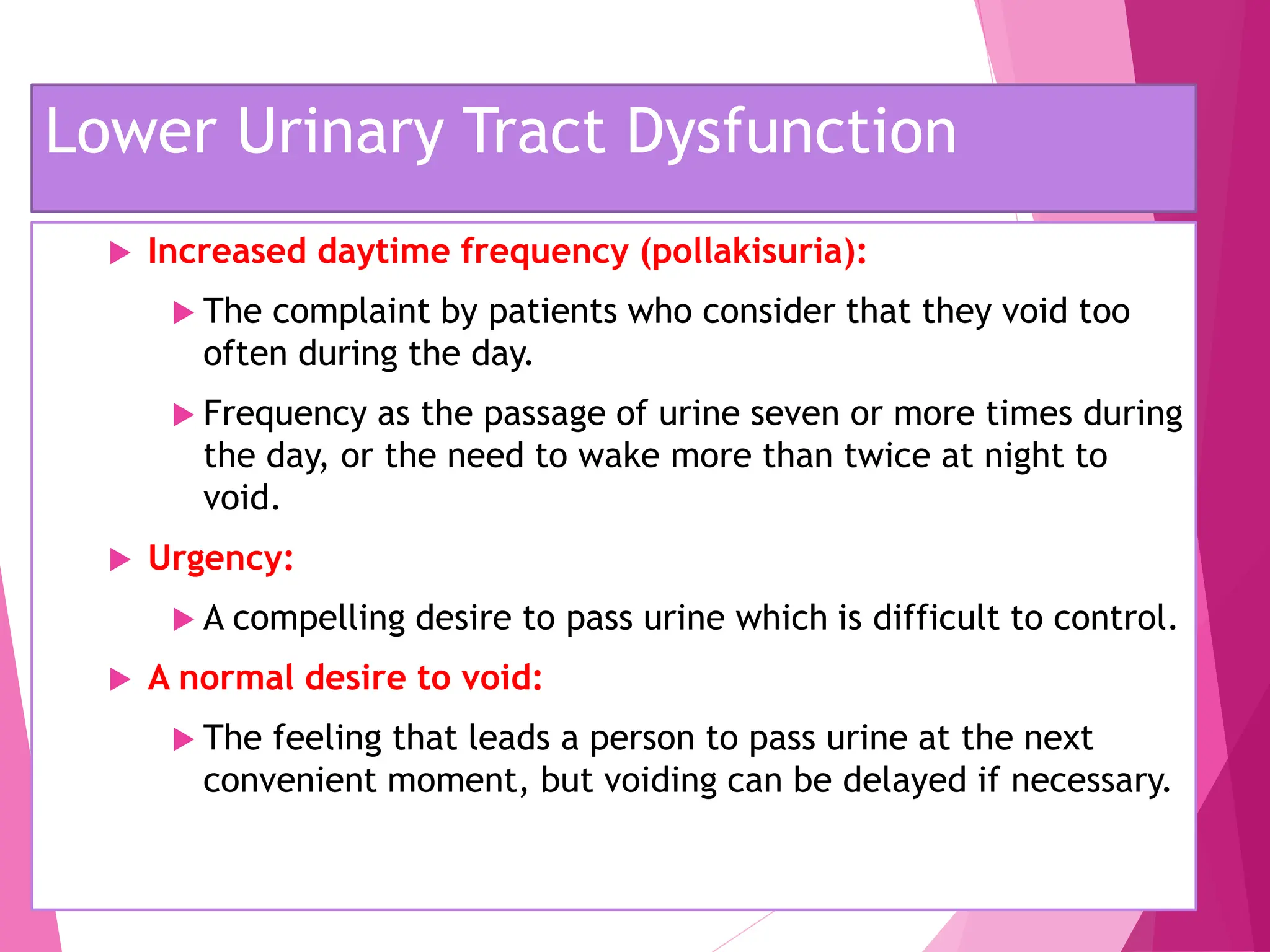 Urinary Function and Dysfunction For a Subject Gerontology and ...