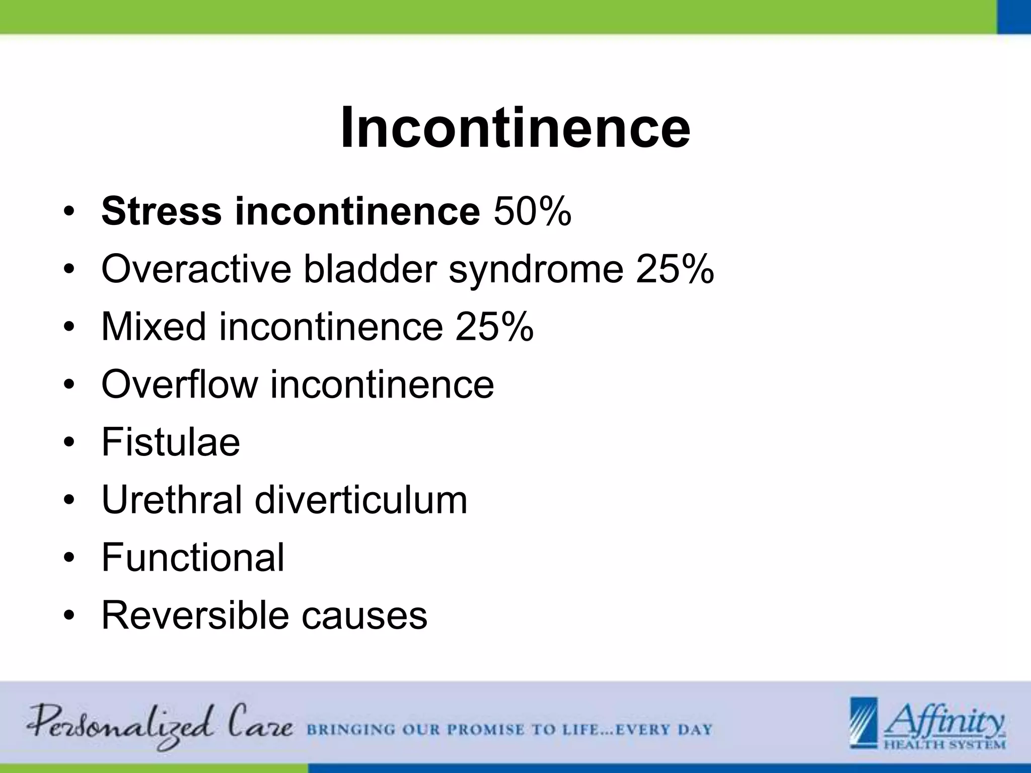 Stress Urinary Incontinence & Cytoceles | PPTX
