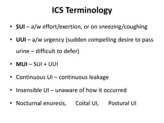 Urinary incontinence in females - Classification and non operative ...
