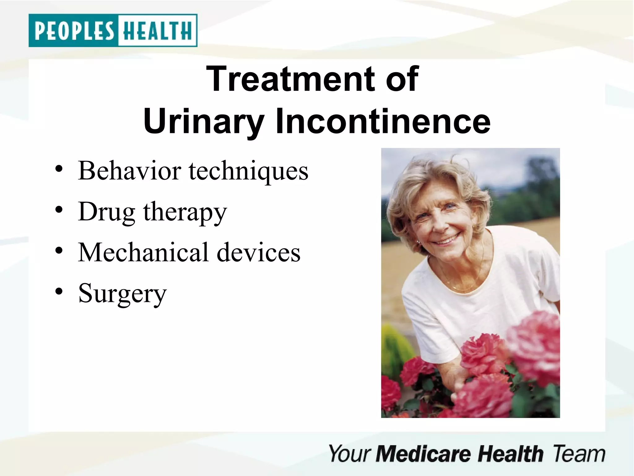 Urinary incontinence presentation people's health 10 10 | PPT