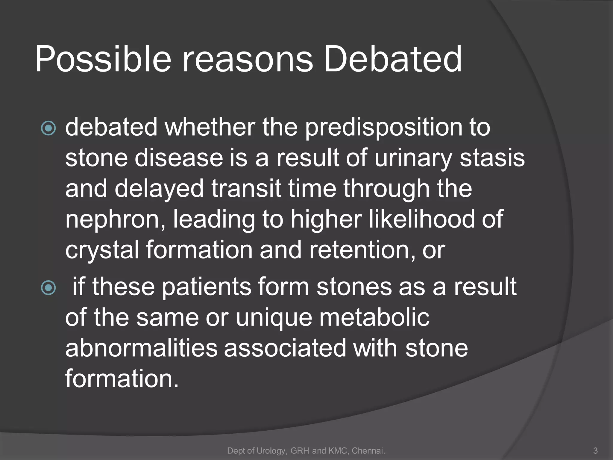 Urolithiasis :anatomical predisposition | PDF