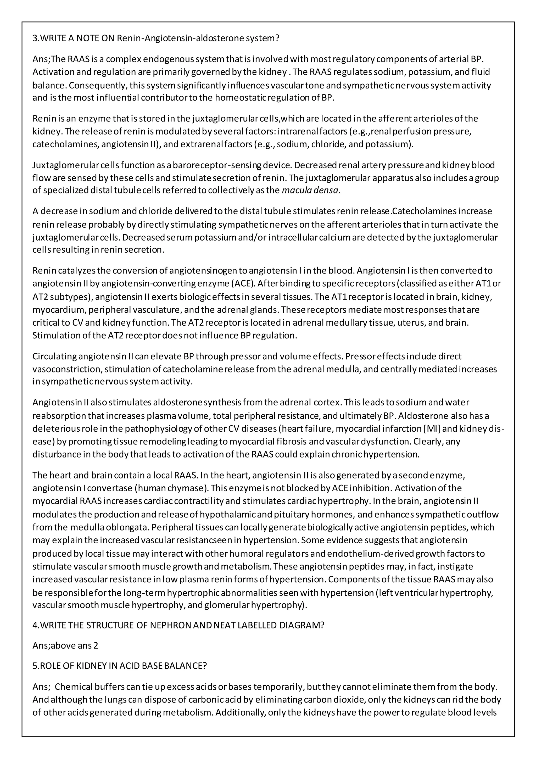 Urinary system notes for medical cum pharmacy students | DOCX