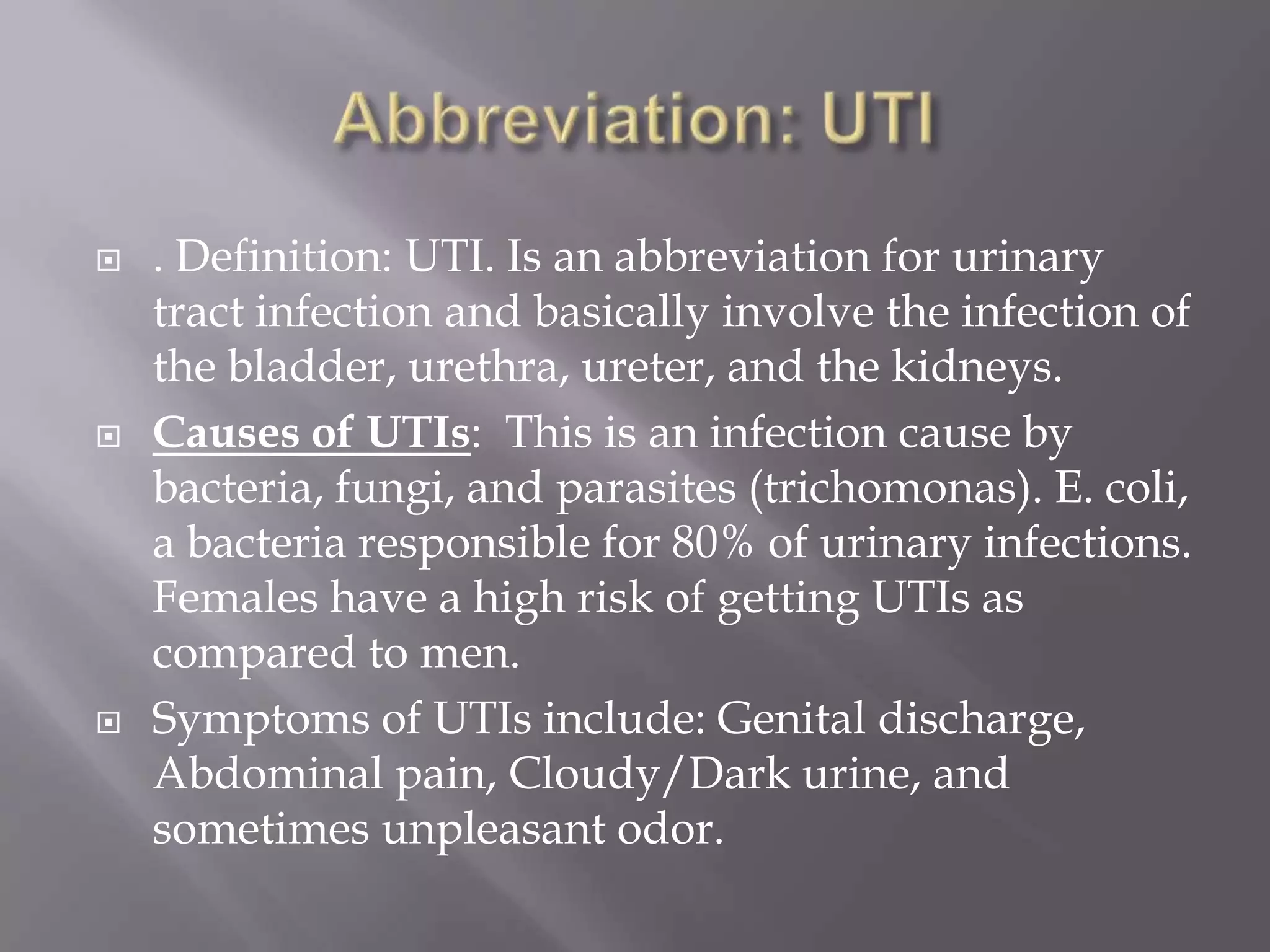 Urinary system abbreviations | PPTX