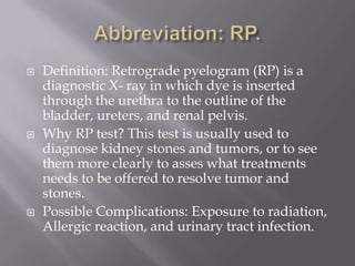 Urinary system abbreviations | PPTX | Endocrine and Metabolic Diseases ...