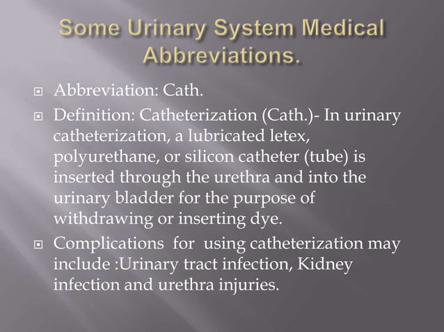 Urinary system abbreviations | PPTX