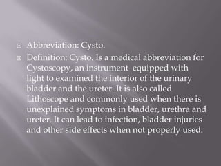 Urinary system abbreviations | PPTX | Endocrine and Metabolic Diseases ...