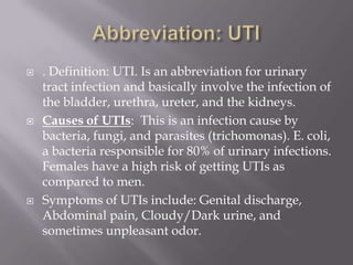 Urinary system abbreviations | PPTX | Endocrine and Metabolic Diseases ...