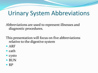Urinary system medical term | PPTX
