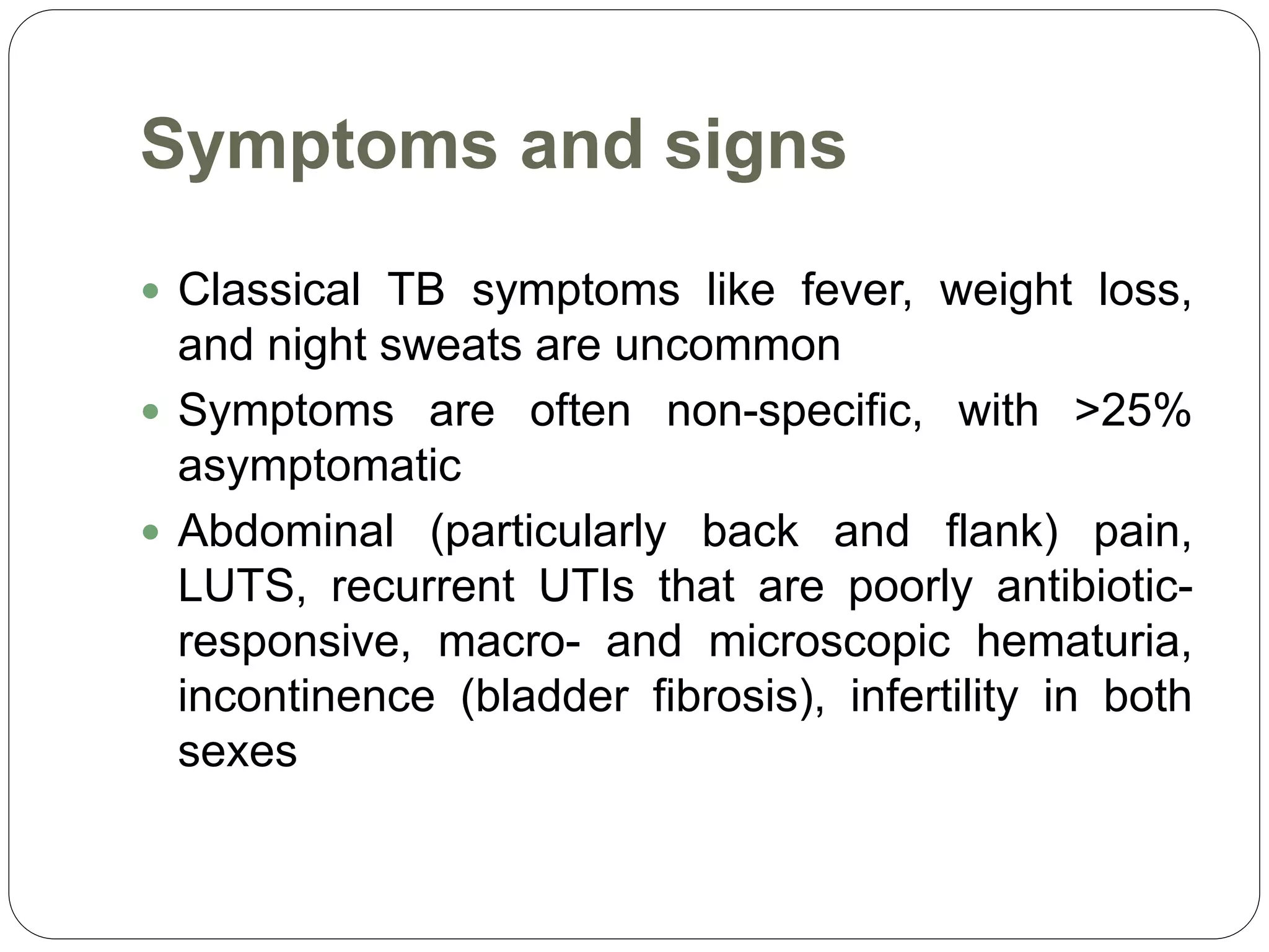 Urinary tuberculosis : Indian guidelines | PPTX