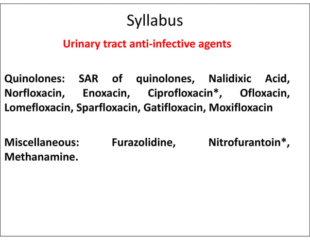 Urinary Tract Anti-infective Agents.pdf quinoline drugs | PDF ...