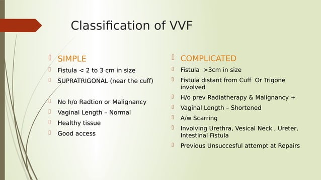 Urinary Tract Fistulas -(VVF) Etiology, Diagnosis, Management | PDF | Sexual Conditions | Sexual ...