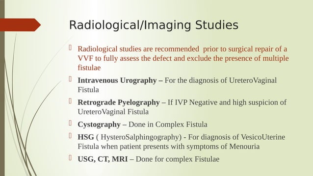 Urinary Tract Fistulas -(VVF) Etiology, Diagnosis, Management | PDF ...