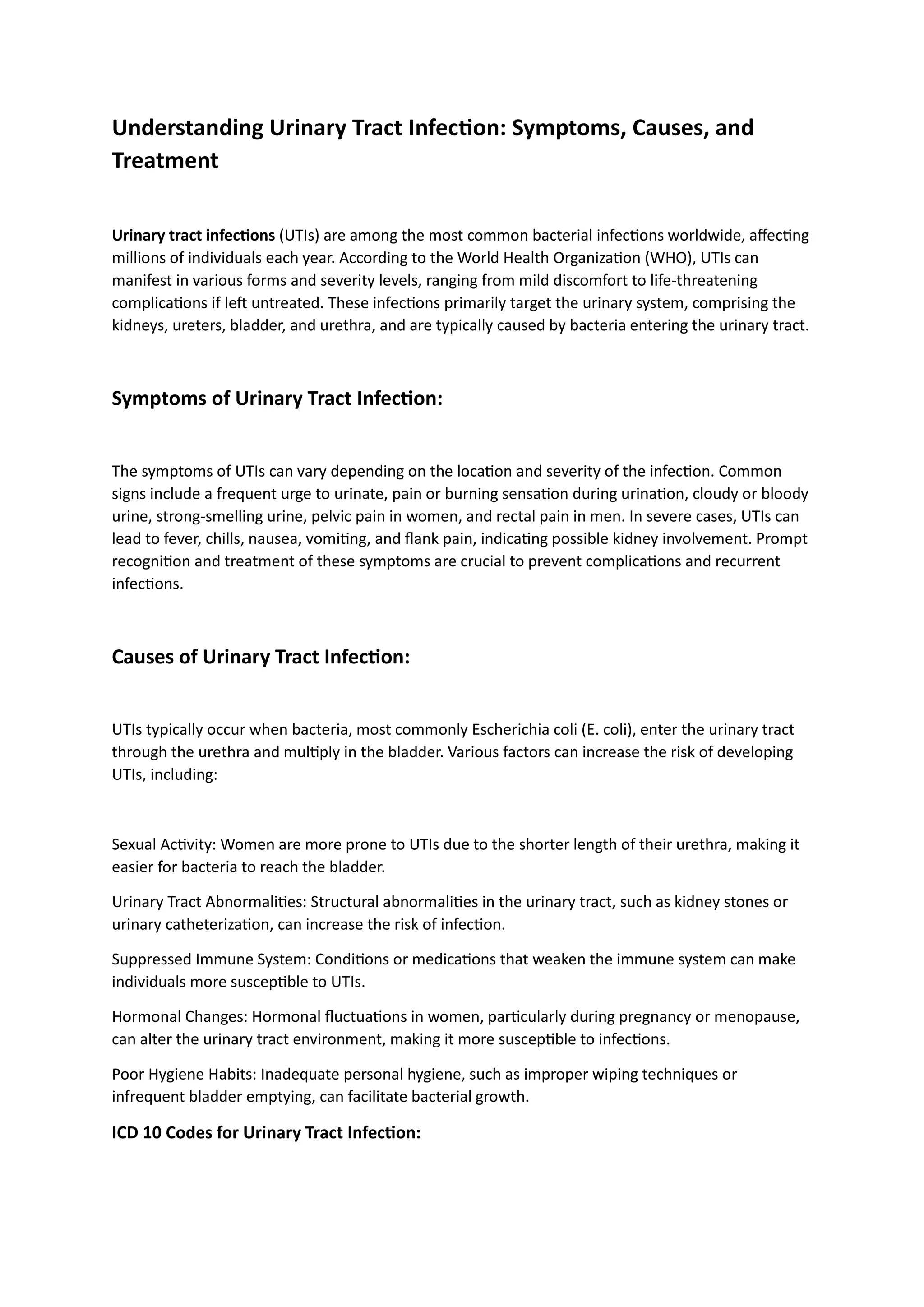 Understanding Urinary Tract Infection: Symptoms, Causes, and Treatment ...