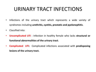 Urinary tract infections - PATHOPHYSIOLOGY (PHARM D) | PPTX