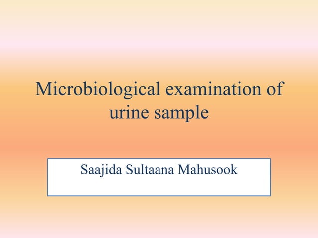 Microbiological examination of urine sample | PPTX