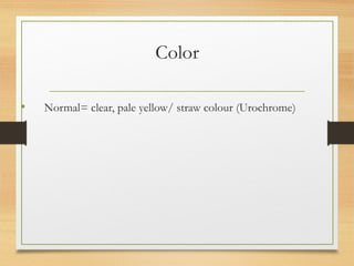 Urine analysis | PPT | Chemistry | Science