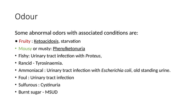 URINE Analysis with normal structure of nephron and physical ...