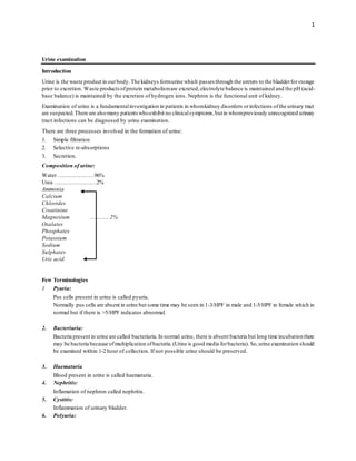 Urine examination | DOCX | Chemistry | Science