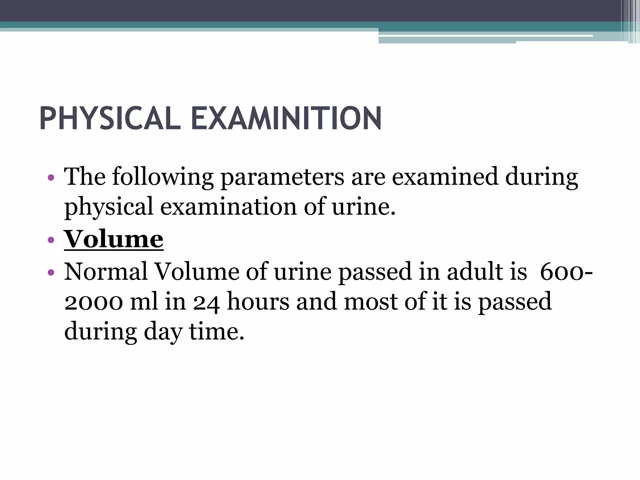 Urine examination , urine, chemical examination | PPTX