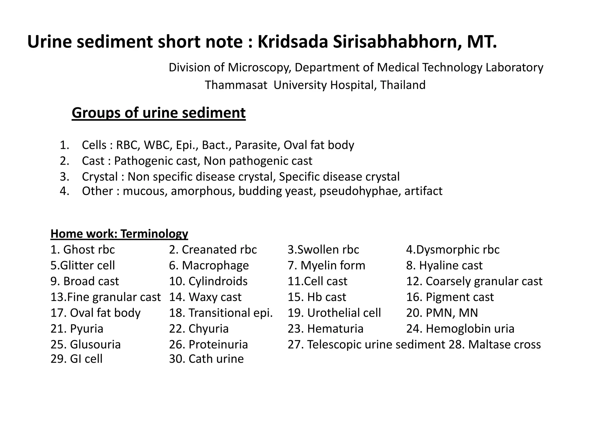 Urine sediment 55/Kridsada31 | PDF