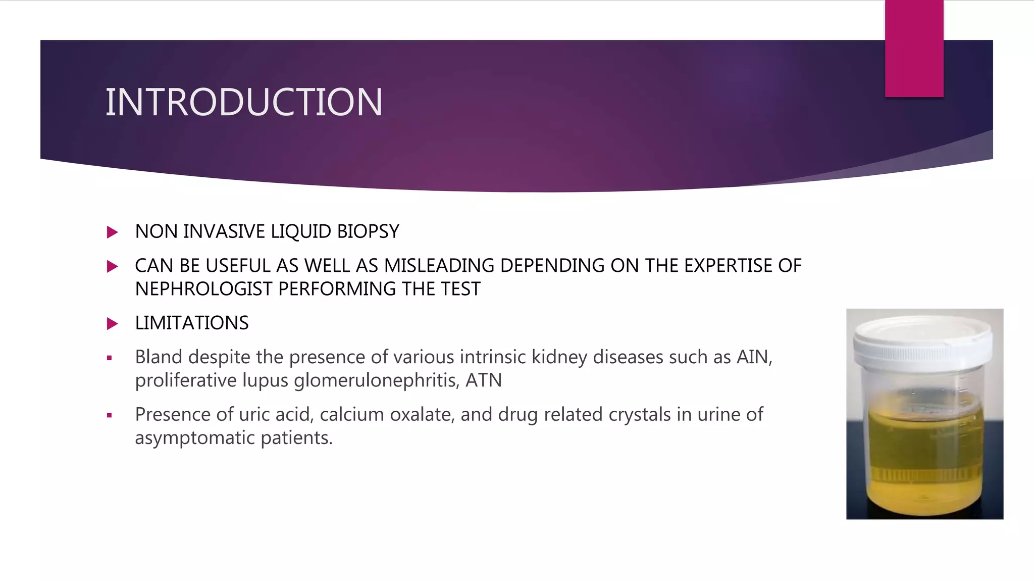 Urine sediment examination in the diagnosis and management | PPTX