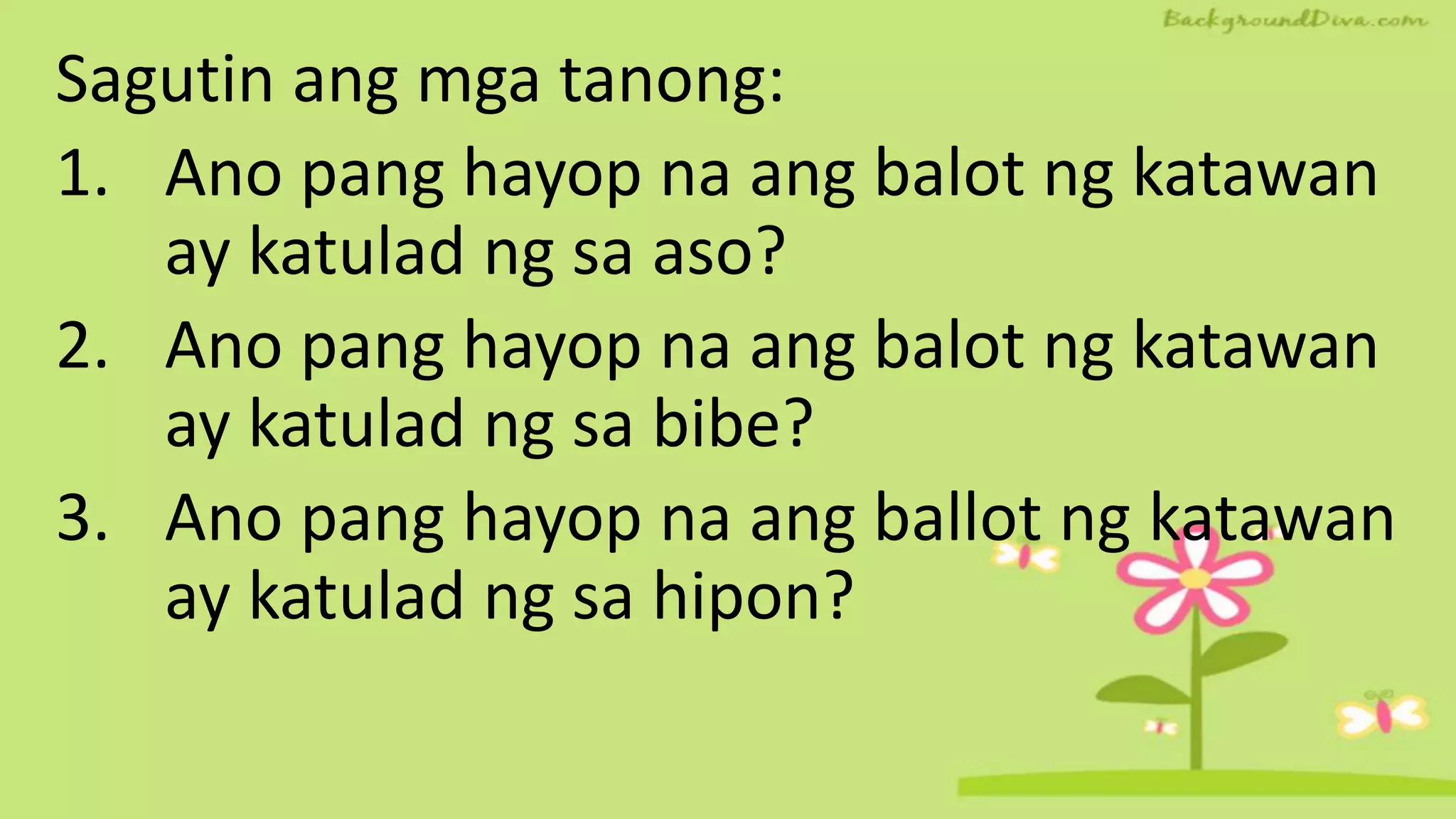 Uri ng Hayop Ayon sa Balahibo o Buhok.pptx