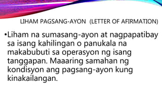 uri ng liham grade 11 filipino liham kahulugan | PPTX