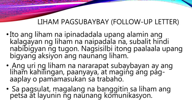 uri ng liham grade 11 filipino liham kahulugan | PPTX