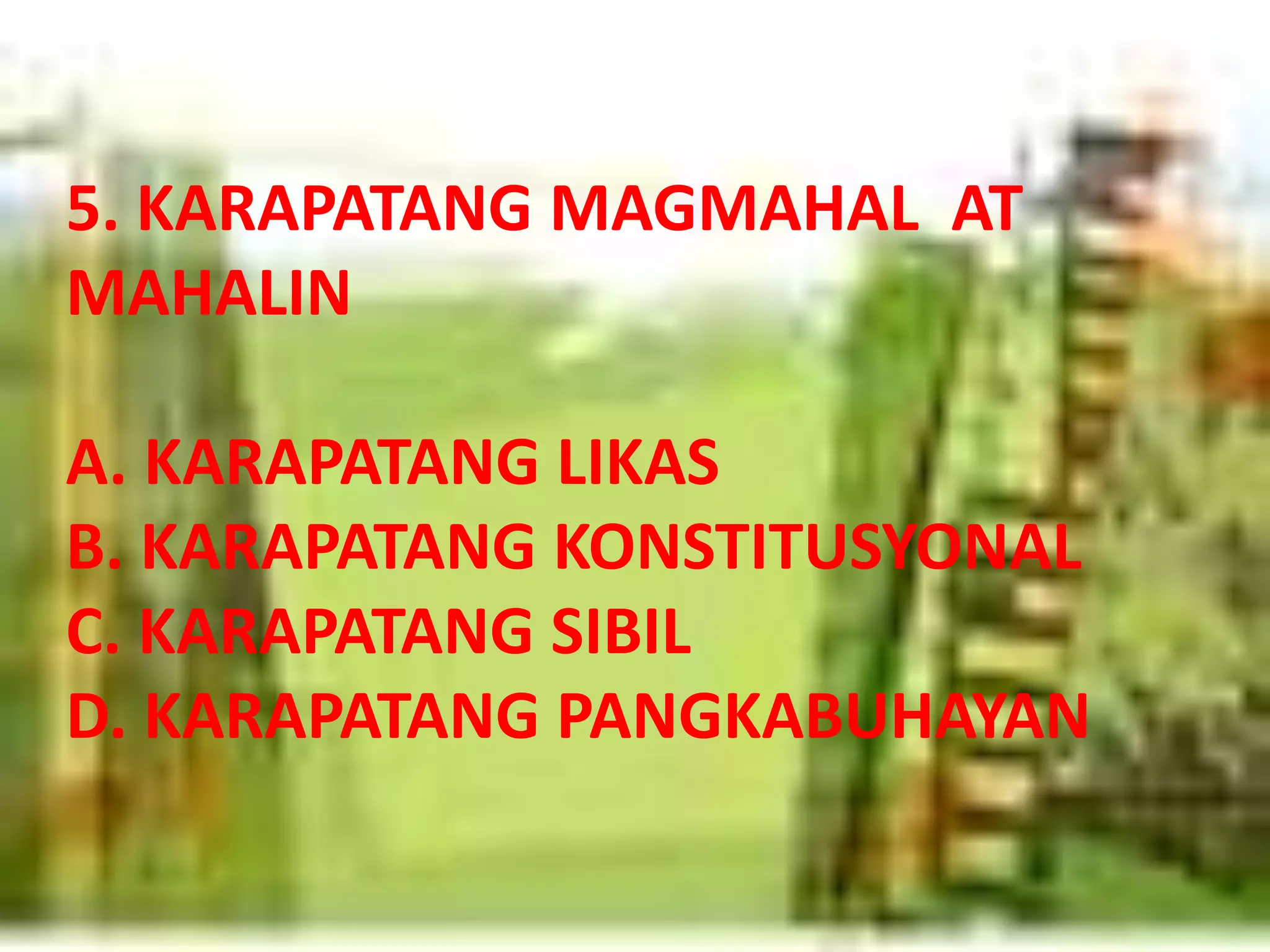 Uri ng mga karapatan pagsasanay | PPTX