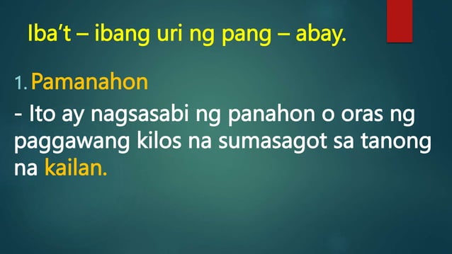 Uri ng Pang-abay.pptx sa filipino lesson 3 | PPTX