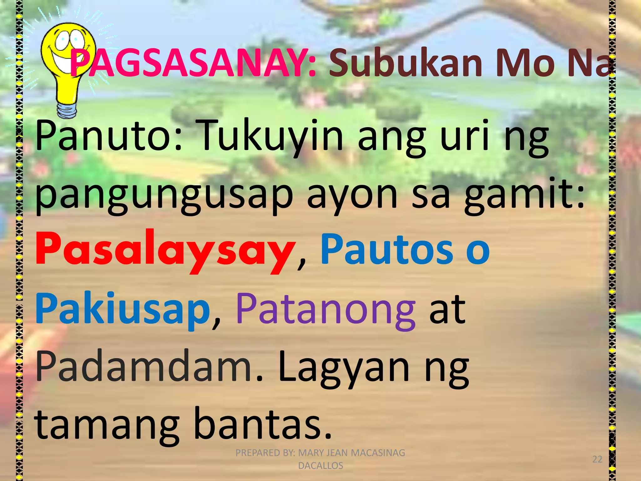 Uri ng pangungusap | PDF