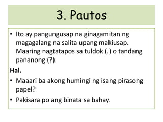 Uri ng pangungusap ayon sa gamit | PPTX
