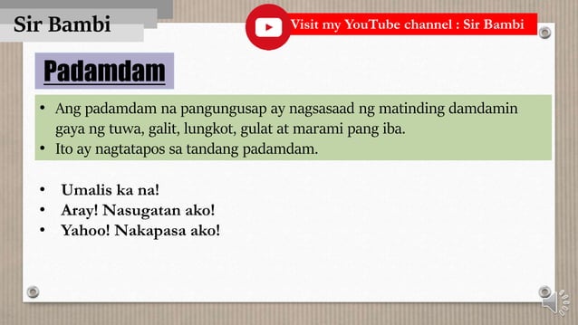 Uri ng Pangungusap Ayon sa Gamit || Pasalaysay || Padamdam || Pautos ...