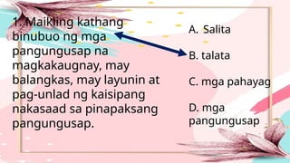 Uri ng Talata Power point Filipino Baitang 8 | PPTX