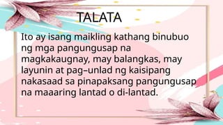 Uri ng Talata Power point Filipino Baitang 8 | PPTX