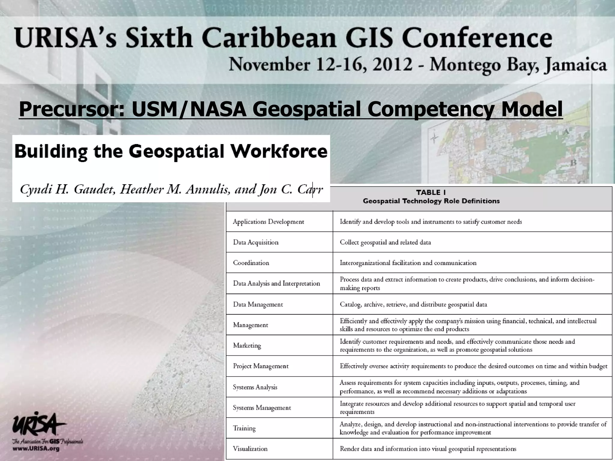 URISA Develops the Geospatial Management Competency Model (GMCM) for ...