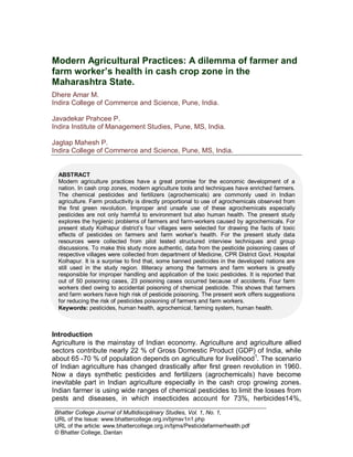 Indian Farmers Suffering from Toxic Pesticides | PDF