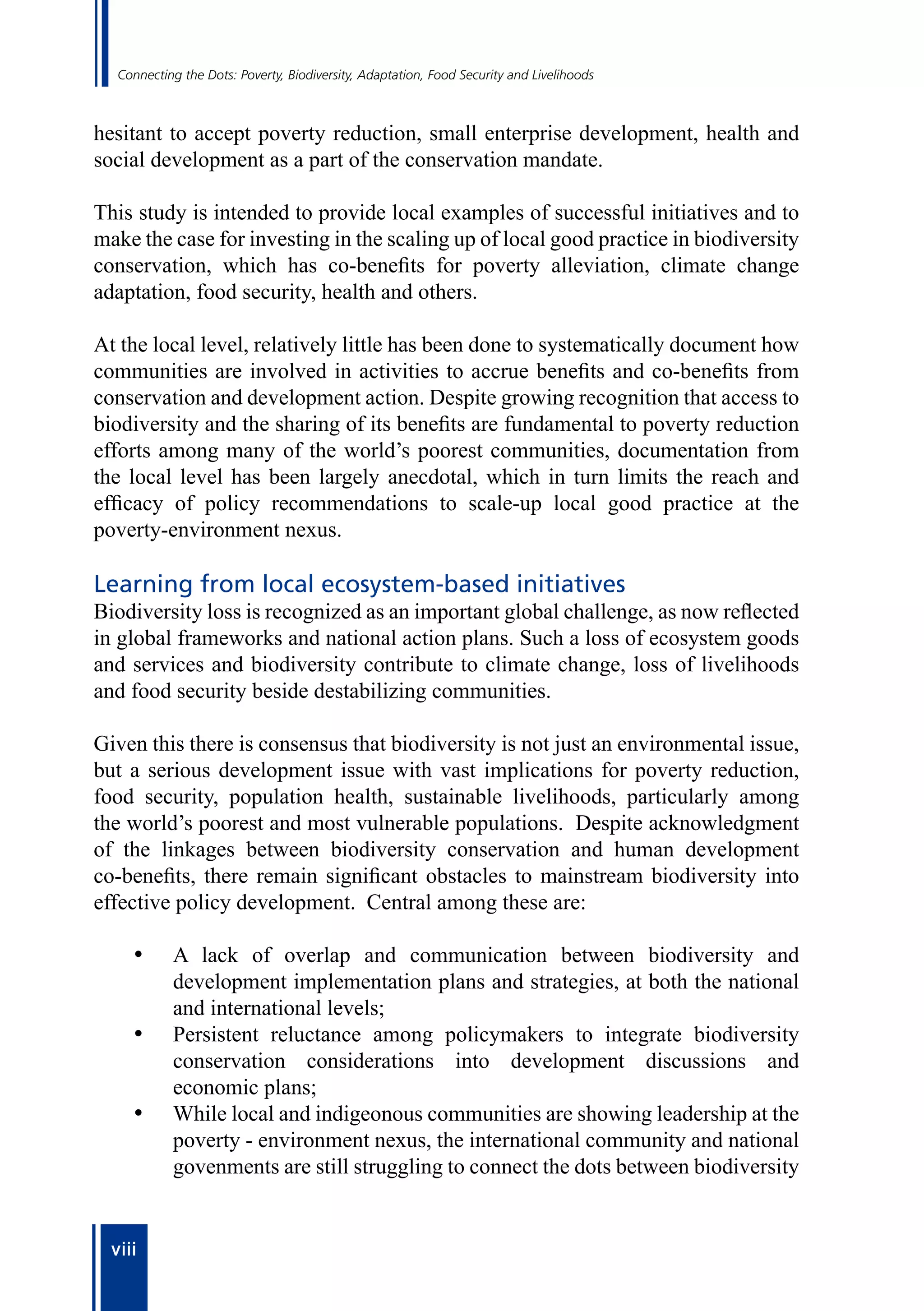 Connecting the Dots - Biodiversity, Adaptation and Food Security | PDF