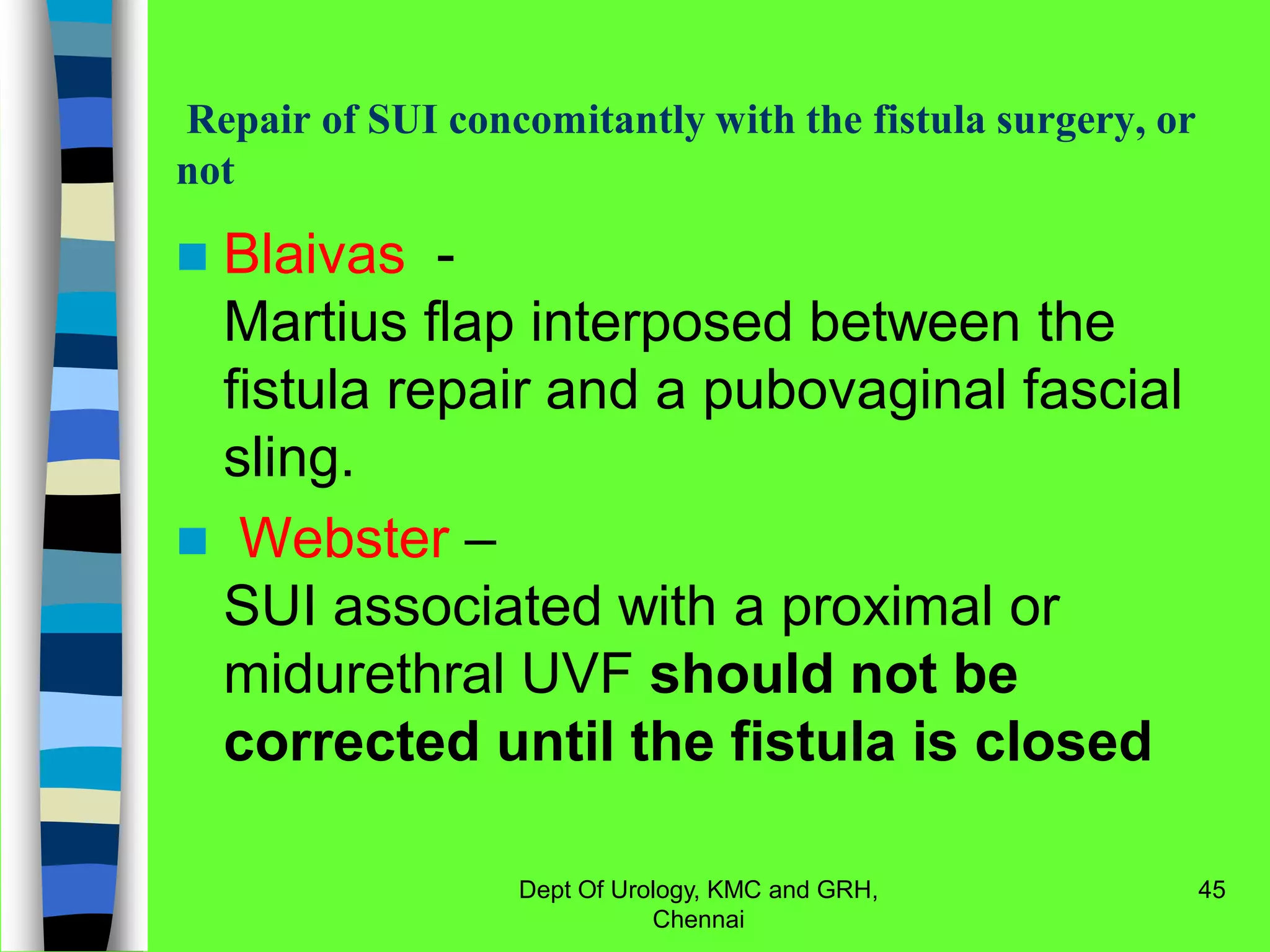 Uro gynacology- urethrovaginal f. | PPT