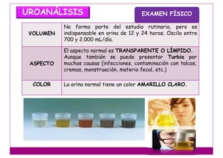 Presentación sobre uroanálisis: parámetros físicos, químicos y ...