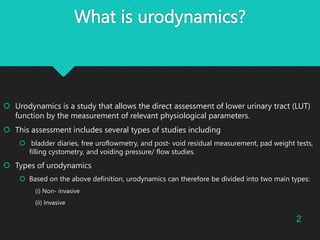basics of Urodynamic tests for lower urinary tract obstruction and ...